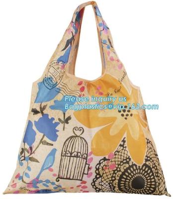 China Custom good quality smart portable polyester reusable folding shopping bag，210T polyester drawstring bag/drawstring back for sale
