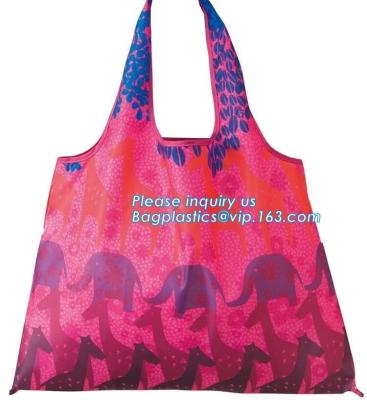 China Custom good quality smart portable polyester reusable folding shopping bag，210T polyester drawstring bag/drawstring back for sale