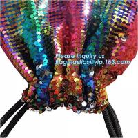 China Shining Sequin Backpack Back Pack,Glitter Drawstring Backpack Bling Shining Bag Shoulder Bag Sequin Backpack, bagplastic for sale
