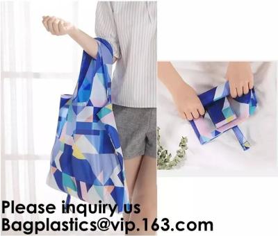 China Promotional Reusable Custom Design Colorful Polyester Folding Tote Shopping Bag,Portable Recycled Polyester Nylon Reusab for sale