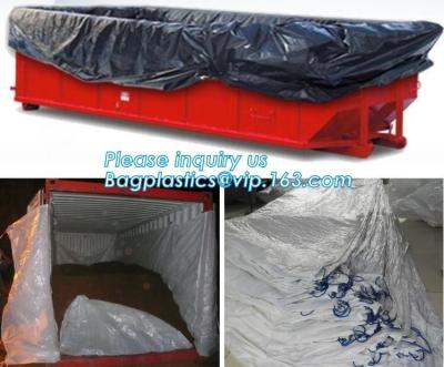 China 10 Mil Open Top Drawstring Roll Off Container Liners,4mil open top white drawstring dumpster container liners, bagplasti for sale