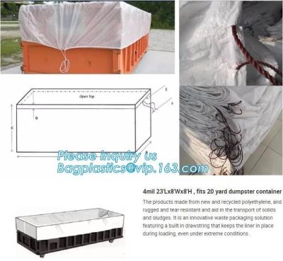 China 12Mil Open Top 30 Yard Dumpster Container Liners,21'Lx8'Wx8'H PE drawstring dumpster container liners for waste transpor for sale