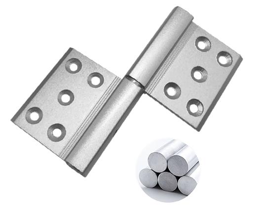 Flat aluminum hinge for flush doors - front view
