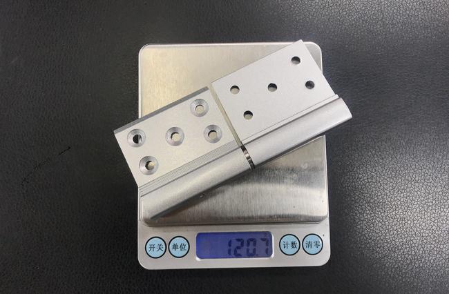 Flat aluminum hinge for flush doors - side view