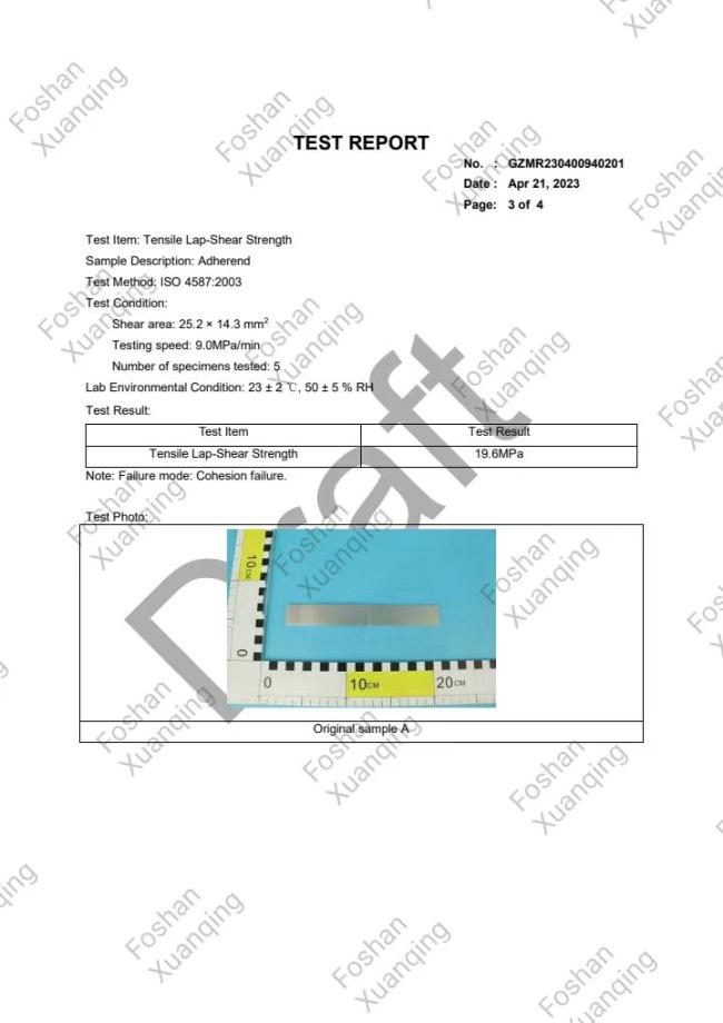 Close-up of light yellow PU angle glue