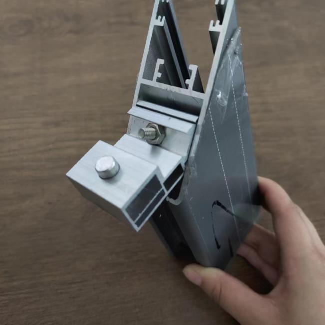 Close-up of aluminum corner connection