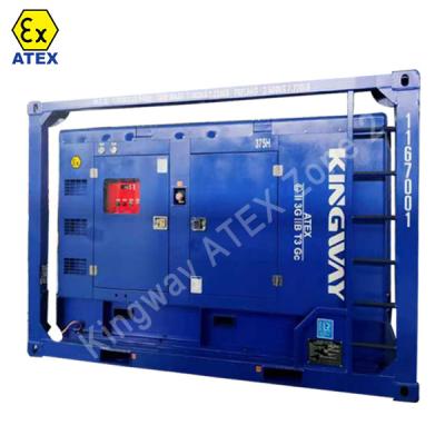 China Explosion-proof ATEX 80KVA Zone 2 electric hydraulic start Diesel Generator Set Mounted in DNV 2.7-1 Skid Frame for sale