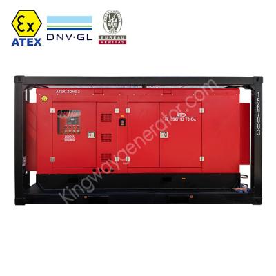 China Explosion-proof ATEX 80KVA Zone 2 electric hydraulic start Diesel Generator Set Mounted in DNV 2.7-1 Skid Frame for sale