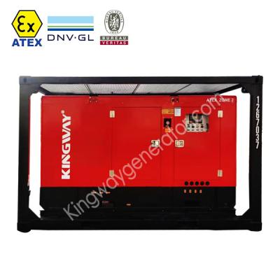 China Explosion-proof ATEX 80KVA Zone 2 electric hydraulic start Diesel Generator Set Mounted in DNV 2.7-1 Skid Frame for sale