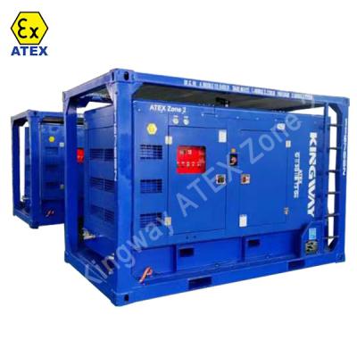 China Mining use hazardous area ATEX certification 500kw 625kva zone2 explosion proof diesel generator set DNVBV LR 2.7-1 skid frame for sale