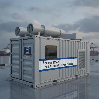 China 500kVA 400kW Containerized Soundproof Marine Diesel Generator Set with Deepsea ATS Smart Controller for sale
