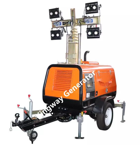 Mining Diesel Light Tower Adjustable With 4 Stable Legs Vertical Retractable Mast