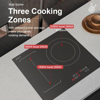 China Sliding Control High Power Induction Hob 220V 3 Ring Microlite Panel for sale
