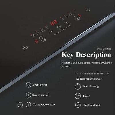 China Sliding Control High Power Induction Hob 220V 3 Ring Microlite Panel for sale