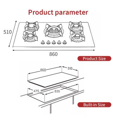 Cina Cucina in vetro con porta a gas Smart Cooktop 4 Burner per la casa in vendita