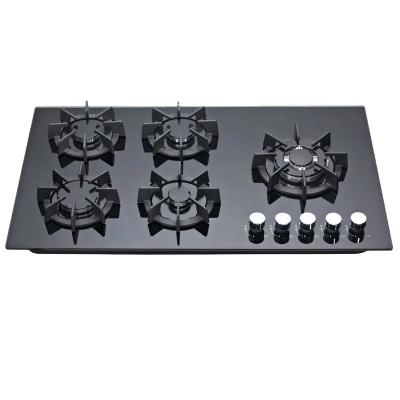 Cina 110v 5 bruciatore costruito in focolare a gas con griglie di ghisa durevoli e top di vetro elegante in vendita