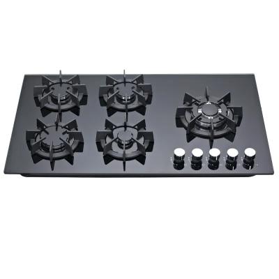 Cina 110v 5 bruciatore costruito in focolare a gas con griglie di ghisa durevoli e top di vetro elegante in vendita