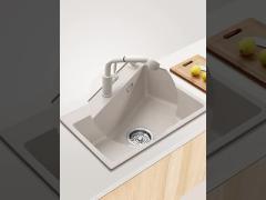 White Composite Quartz Undermount Kitchen Sink 635mm Length Without Faucet