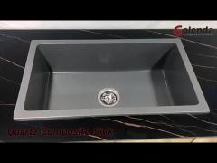Kitchen Quartz Composite Sink 200mm Hight Stone Rectangular Black