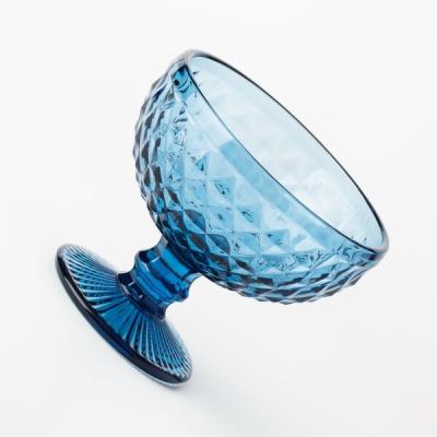 Cina Il dessert di vetro pagato piccolo blu lancia 12 Oz che la coppa gelato d'annata serve 350ml in vendita