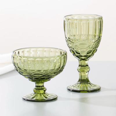 Cina La ciotola di vetro d'annata della sciocchezza del dessert verde ha pagato 350ml 12 Oz senza piombo in vendita