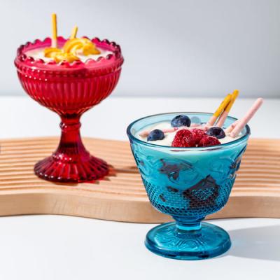 Cina Il servizio di vetro blu urgente 8oz lancia 230ml ha colorato Mini Glass Trifle Bowls in vendita