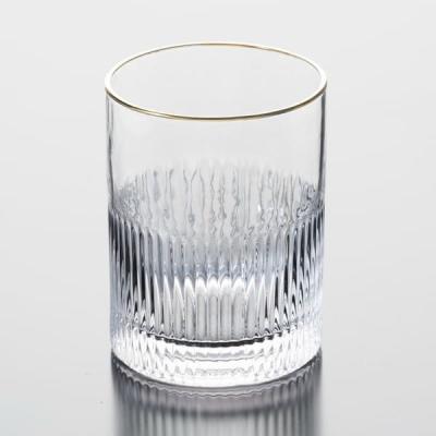 Cina L'oro ha bordato le tazze beventi di vetro 370ml del whiskey chiavette del vetro soffiato di mano da 13 once in vendita