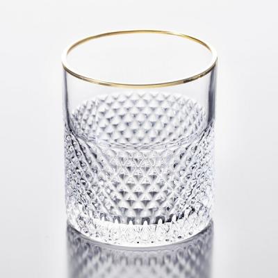 Cina Bordo dell'argento dell'oncia 360ml dei bicchieri 12,6 di Diamond Shaped Whisky Gold Rimmed in vendita