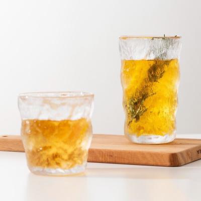China Irregular Glass Drinking Cups 320ml Glacier Heavy Base Highball Glasses for sale