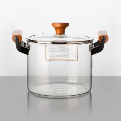 Cina la cucina del vetro trasparente 3.3L fa attenzione alle pentole di vetro termoresistenti Stovetop della casseruola in vendita