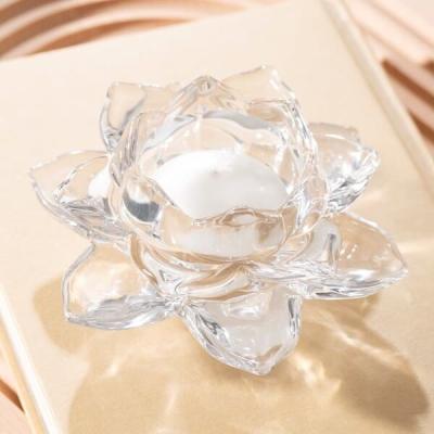 中国 明確なクリスタル グラスのはすの花のTealightの蝋燭ホールダー無鉛5.6cmの高さ 販売のため