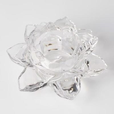 中国 明確なクリスタル グラスのはすの花のTealightの蝋燭ホールダー無鉛5.6cmの高さ 販売のため