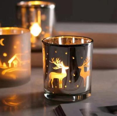 Cina Supporto di candela di vetro di colore di Natale Tealight Mercury Votive Candle Holders in vendita