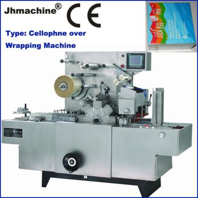 China Máquina del overwrapping de la caja del celofán de la certificación del CE para la caja del condón dentro de la cinta del rasgón en venta