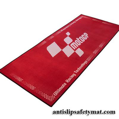 China Tpr Pvc Bike Trainer Mats Indoor Motorcycle Logo Rug With 1.5mm Backing for sale