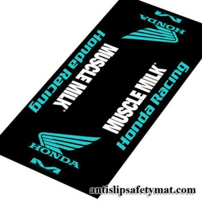 China Tpr Pvc Bike Trainer Mats Indoor Motorcycle Logo Rug With 1.5mm Backing for sale