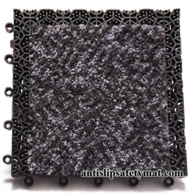 China Nylon Carpet PVC Base Modular Interlocking Floor Tiles 16MM Thickness for sale