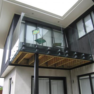 China Indoor stair tempered glass railing with stainless standoff design for sale