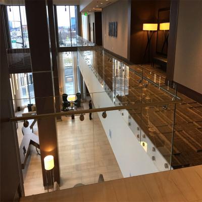 China Interior glass railing systems with round stainless standoff for sale