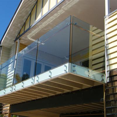 China Exterior metal handrail kits with glass panels and side holders for sale