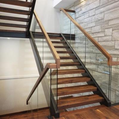 China Easy walk apartment staircase design with frameless glass railing for sale