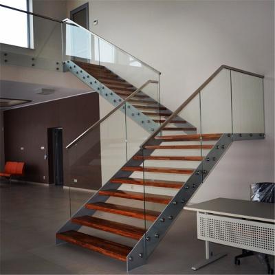 China Modern house staircase design with double stringers design for sale