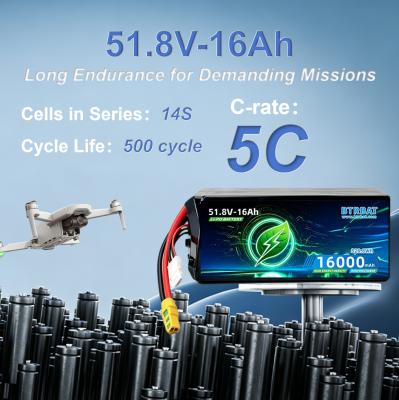 China 51.8V 16Ah 14S Rechargeable Lithium Battery Pack 5C Max Continuous Discharge 2C Max Charge 58.8V Charge Limit 38.5V Cut Off For Industrial UAV Heavy Load Equipment Factory Direct Supply for sale