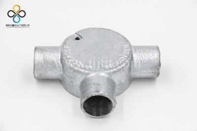 China Electrial wiring accessories hot dip galvanized malleable cast iron conduit circlar box L504 three-way tee way for sale