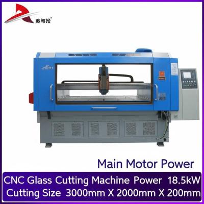 China High Performance CNC Bridge Cutting Machine with 18.5kW Main Motor Power and 3000mm X 2000mm X 200mm Cutting Size for Precision Glass Cutting for sale