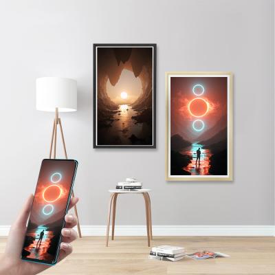 Cina Il LCD di Art Screen NFT visualizza 18,5» legno WIFI IL APP Android della struttura dell'esposizione dell'immagine di 4K Digital in vendita