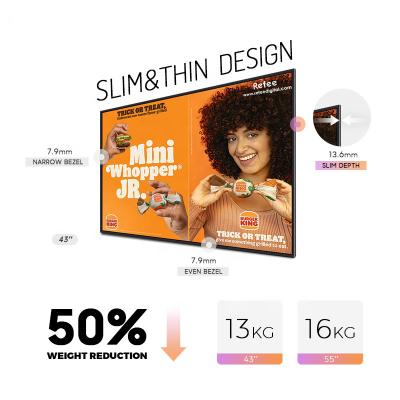 Cina Pidocchi Frameless del modulo TV 450 dello schermo di visualizzazione dell'affissione a cristalli liquidi del supporto esile a 50 pollici della parete in vendita