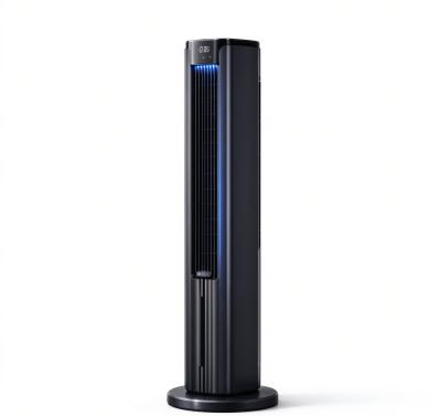 China Black Tower Water Cooling Fan DC Motor 10m/s 24 Variable Speed 6.5L Tank LED Touch Humidifier 50/60Hz for sale