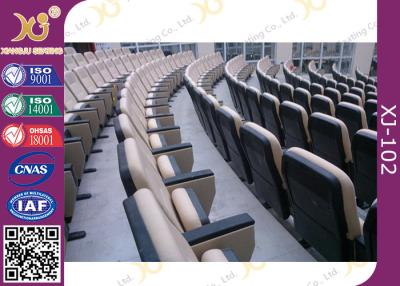 China Simple design folding plastic auditorium chairs with writing tablet on chair back for sale