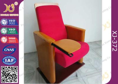 China Red Furniture Wooden Folded Auditorium Chairs With Writing Pad 32 Kg OEM / ODM for sale